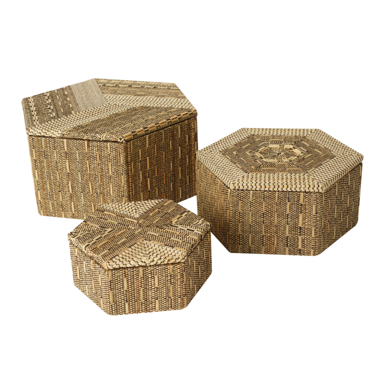 Woven Decorative Boxes White Boho - Aneka Tusma